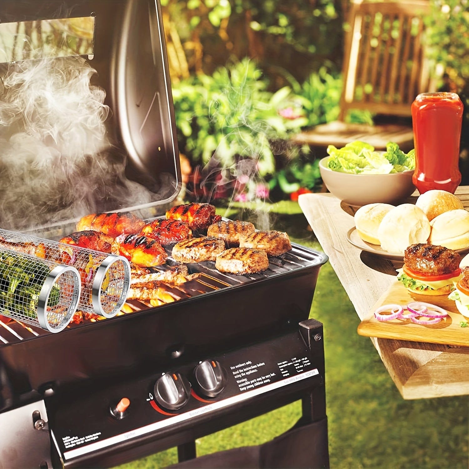 Panier Barbecue Grille en Acier Inoxydable pour Légumes et Poissons ...