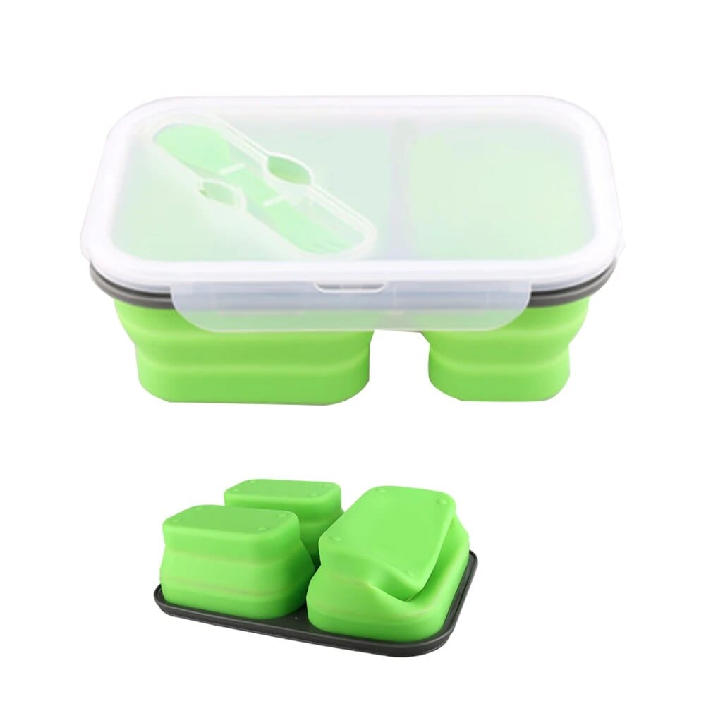 LunchBox Compactable Pliante Double Compartiment - Cuisine-Pratique